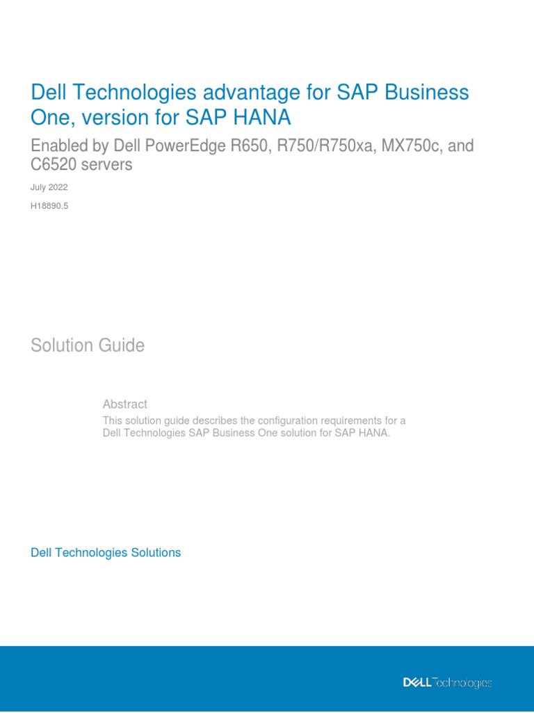 Dell Technologies Advantage For SAP Business One, Version For SAP HANA | PDF | Solid State Drive ...
