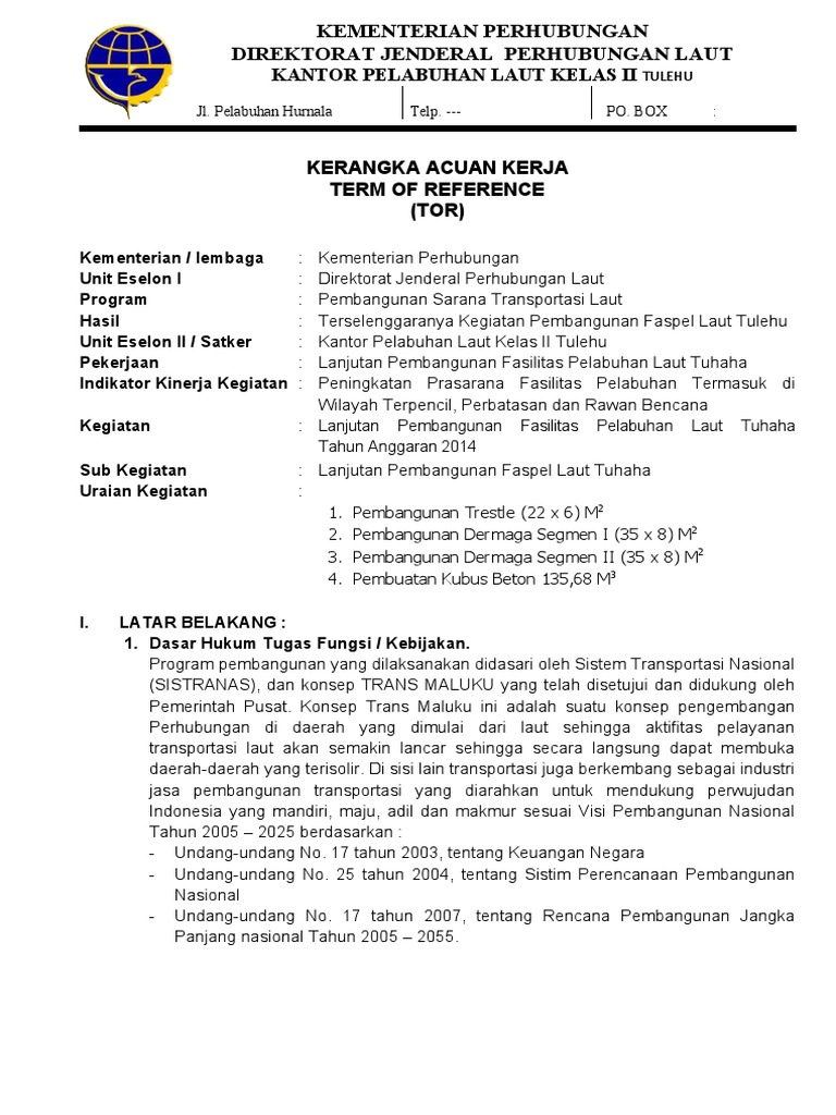 Kerangka Acuan Kerja | PDF | Bisnis