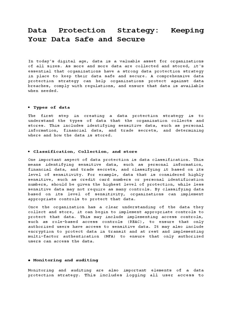 Data Protection Strategy | PDF | Information Sensitivity | Information ...