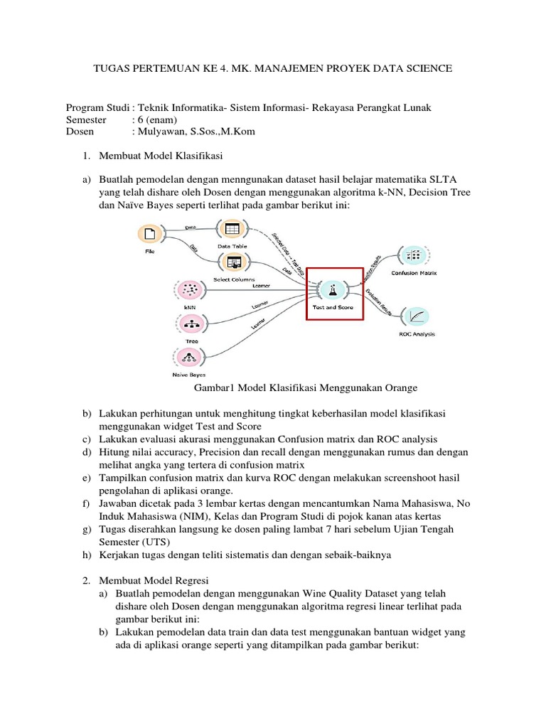 Tugas Mk. Manajemen Proyek Data Science - Membuat Pemodelan - Pertemuan ...