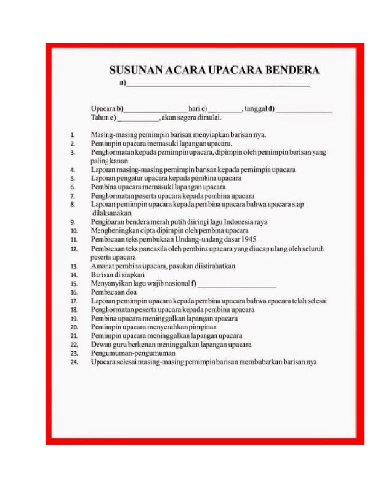 Tertib Upacara Bendera SD | PDF