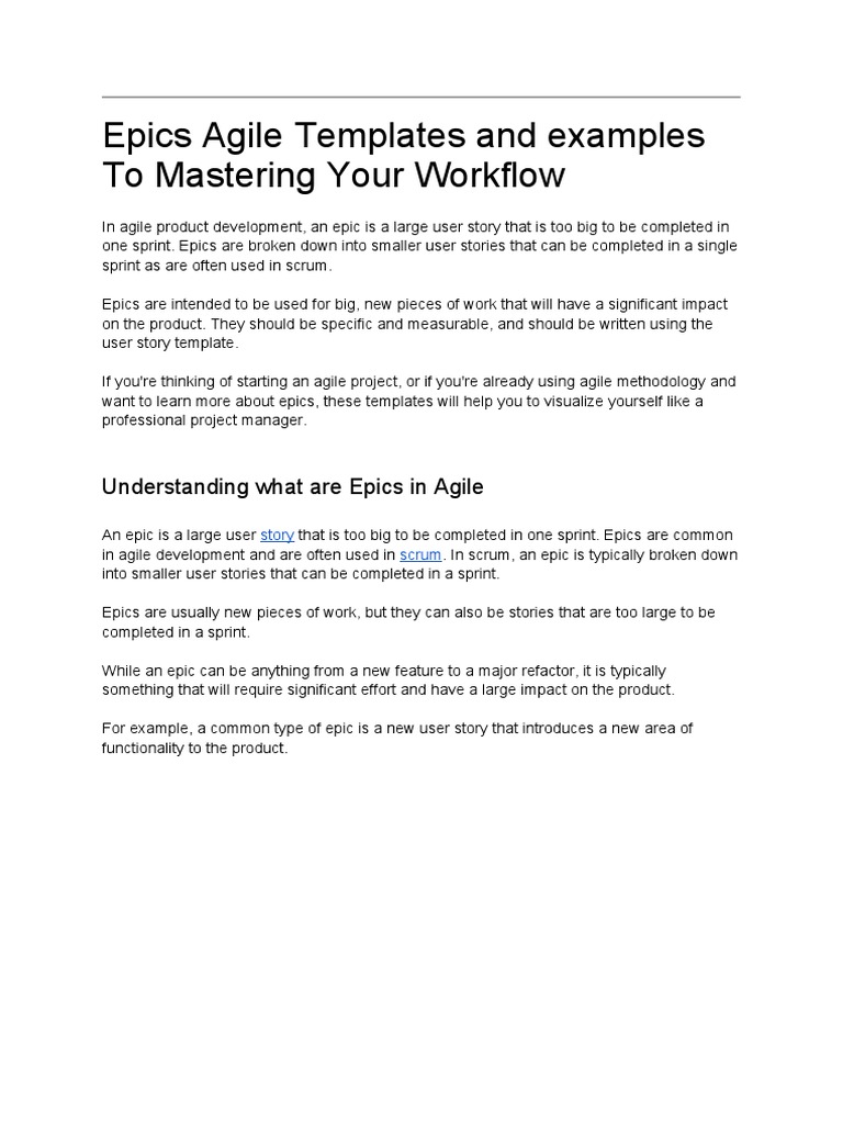 Epics in Agile - The Ultimate Guide To Mastering Your Workflow | PDF ...