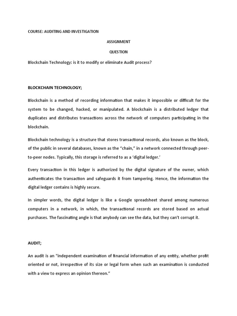 Blockchain Technology And Audit Pdf Audit Information Technology