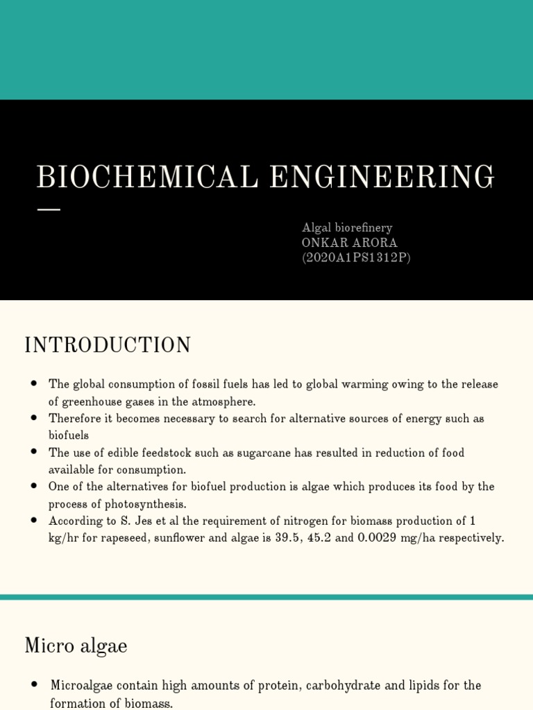 Biochemical Engineering | PDF | Algae Fuel | Biofuel