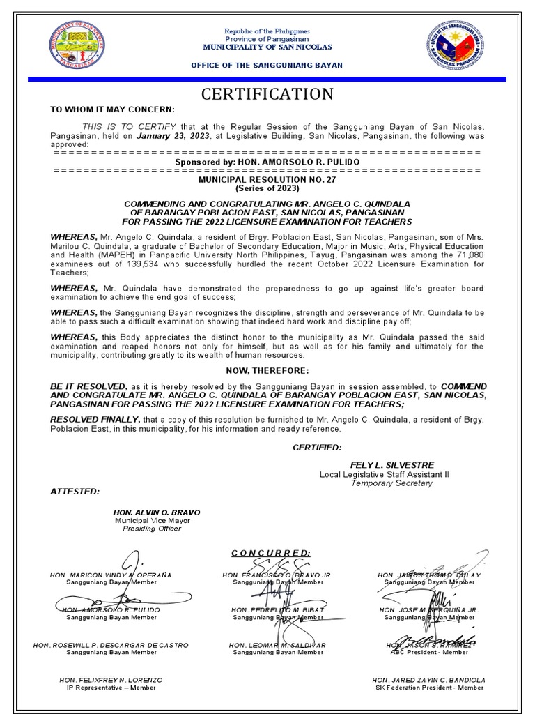 Commendation Certificate (Utos Ni Levi) | PDF | Government | Local ...