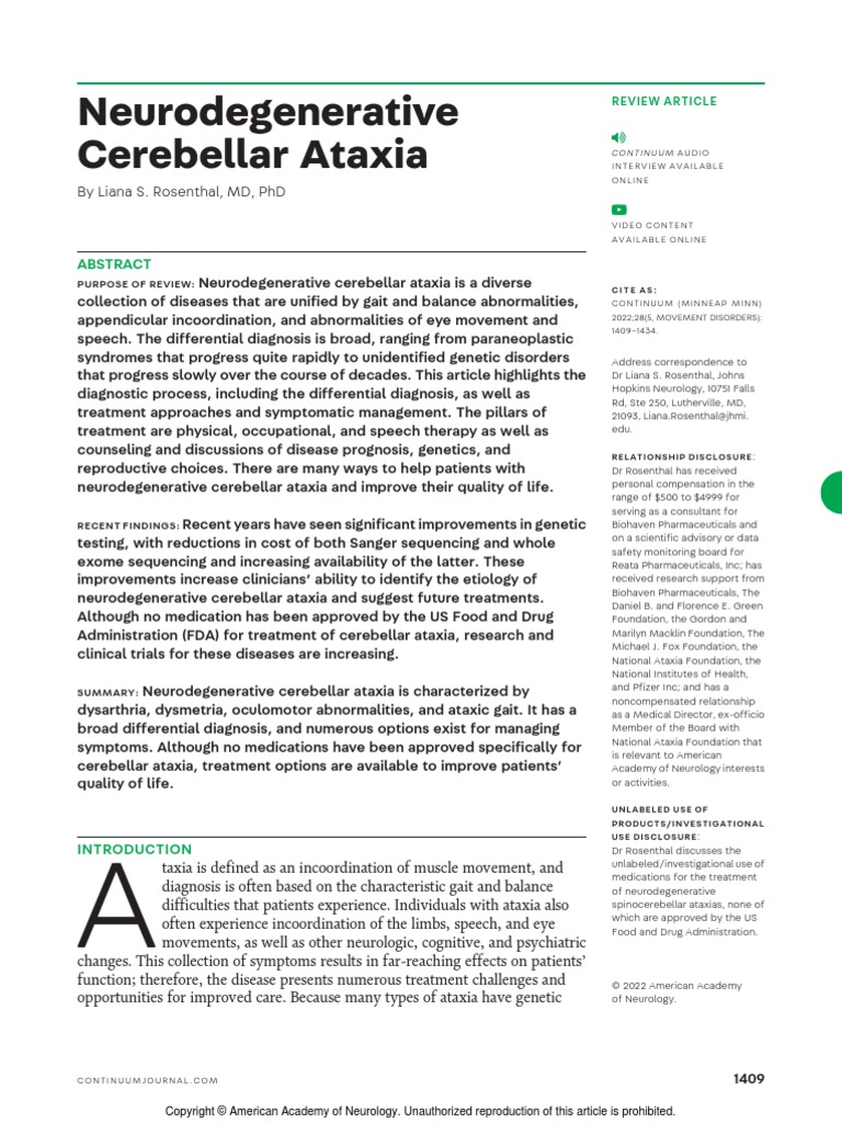 Neurodegenerative Cerebellar Ataxia | PDF | Cerebellum | Brain