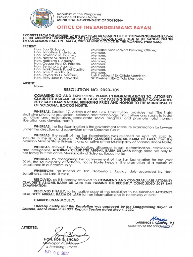 SB Resolution No. 105 | PDF