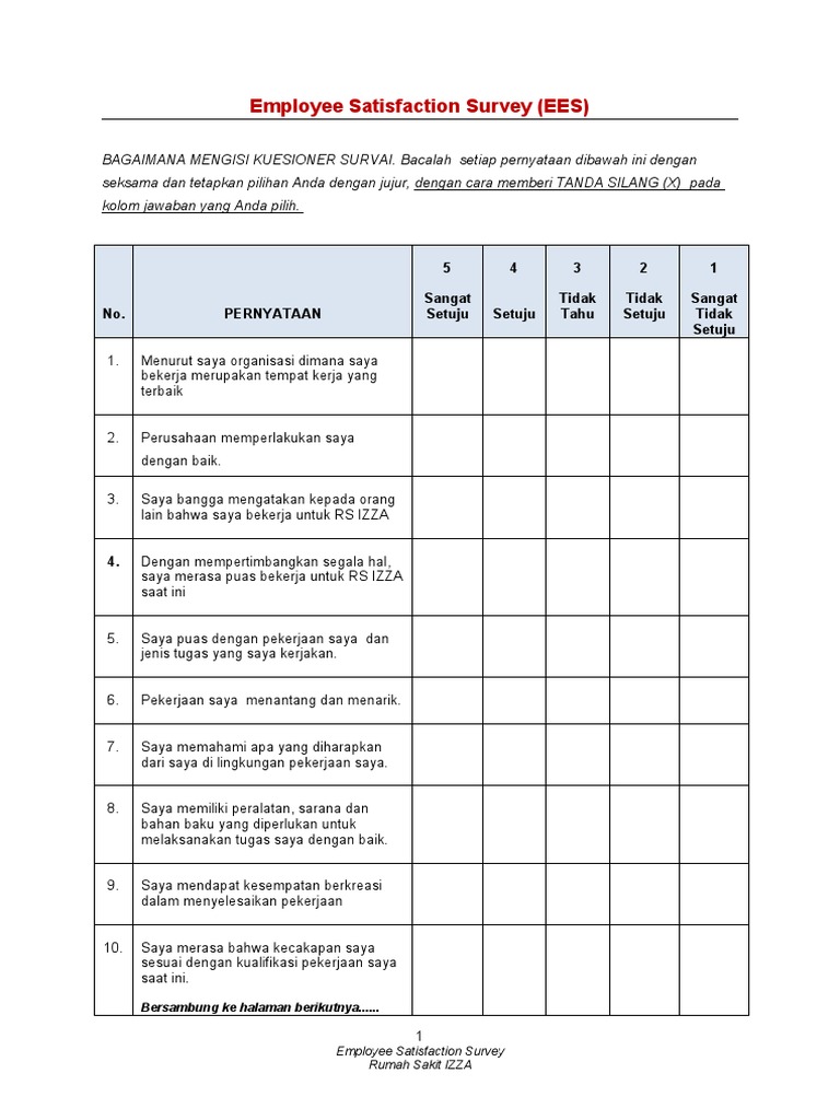 Kuesioner - Ess RS Izza | PDF