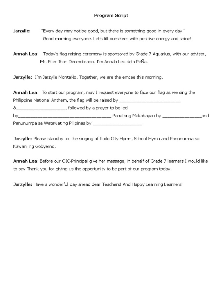 Program Script | PDF