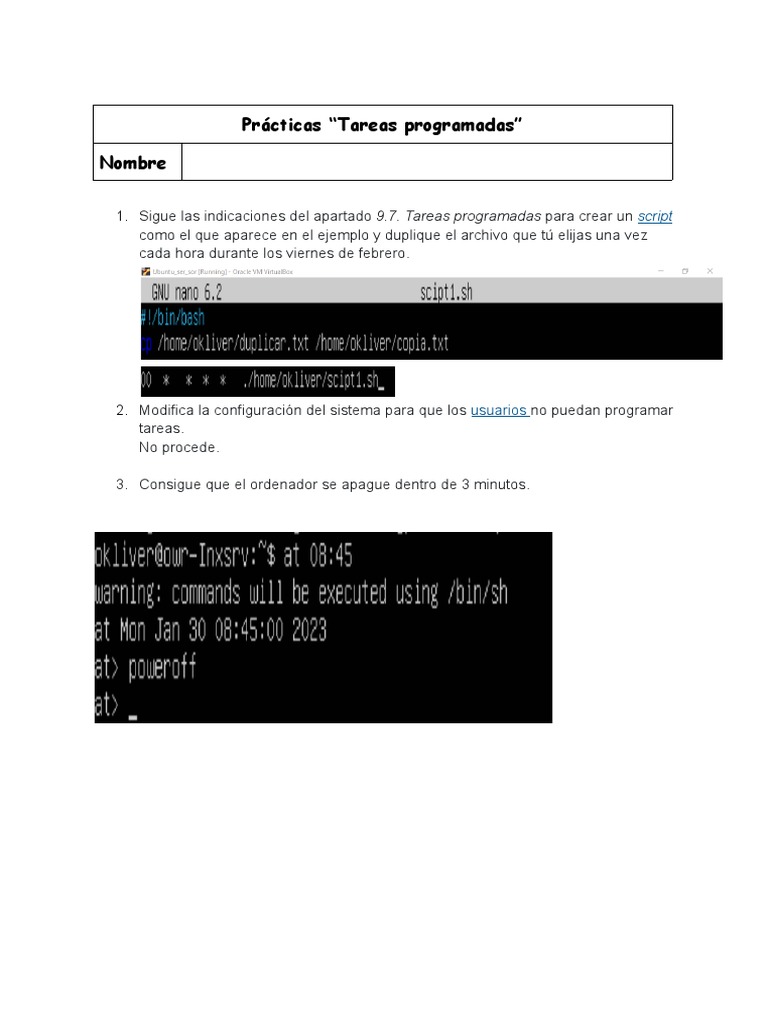 Prácticas "Tareas Programadas" | PDF
