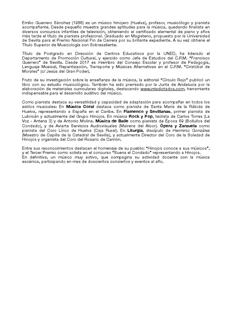 Reseña - Currículum Emilio Guerrero | PDF