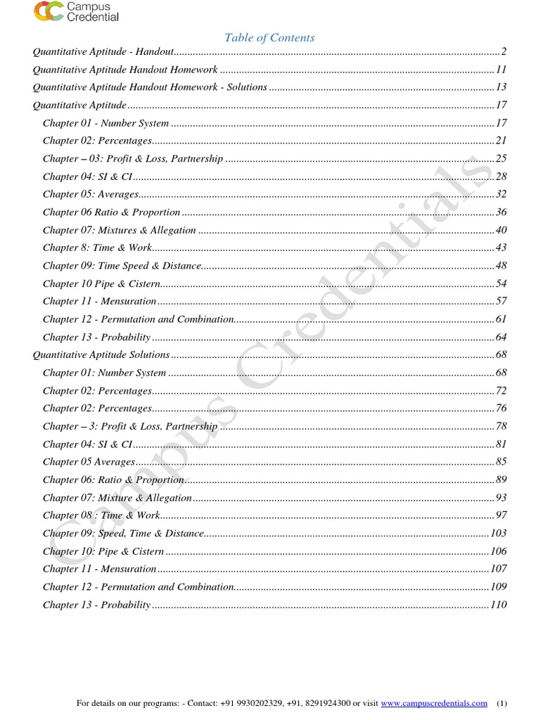 Book For Practice V2.01 Quantitative Ability | PDF | Speed | Profit ...