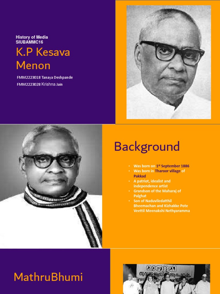 K.P Kesava Menon: History of Media Siubammc16 | PDF