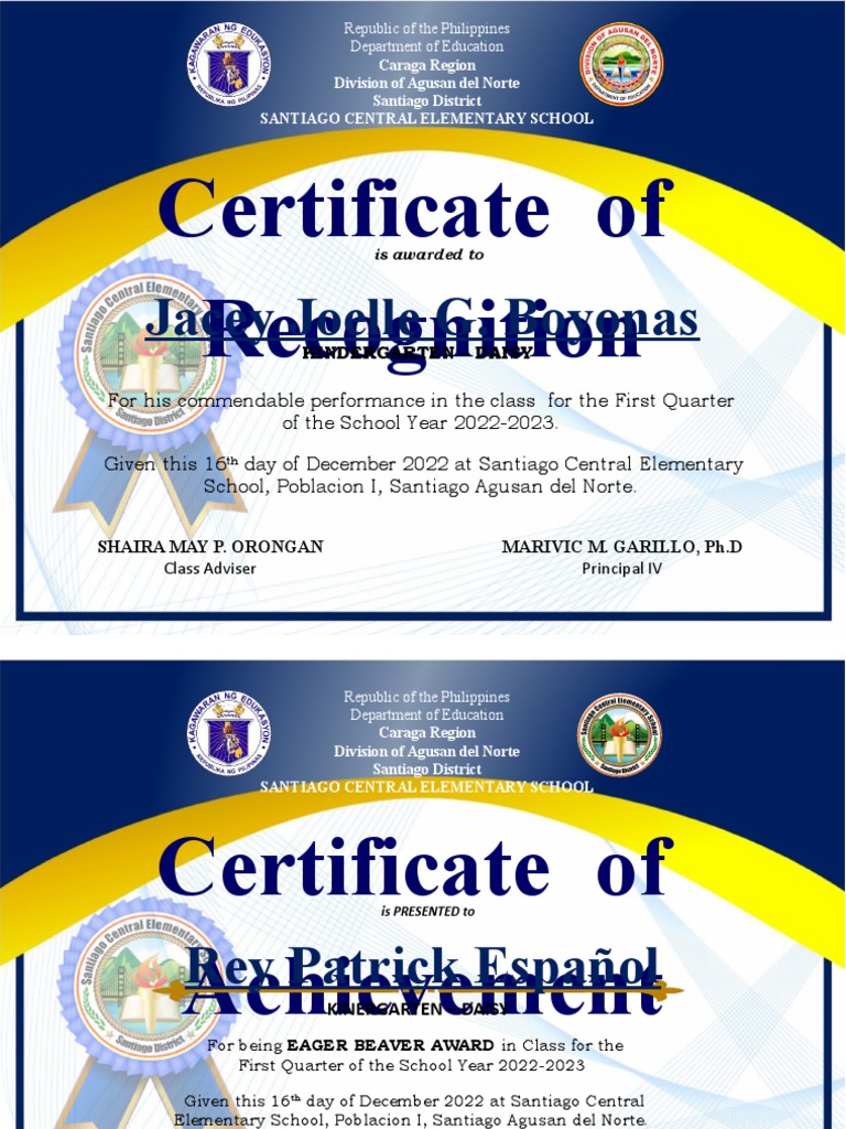 CERTIFICATES Kindergarten Performance Awards | PDF | Social ...