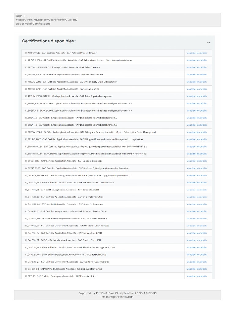 SAP Certification List 2023 | PDF | Cloud Computing | Business