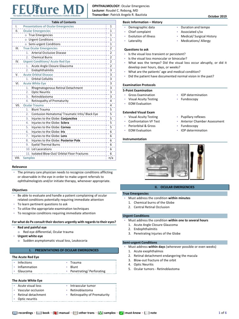 (Ophtha) Ocular Emergencies-Dr. Rebong (Parbs) | PDF | Glaucoma | Human Eye