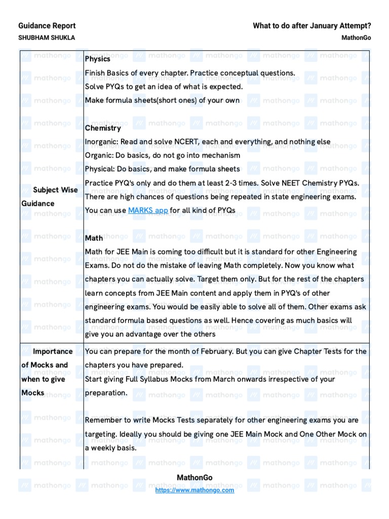 Guidance Report by MathonGo | PDF | Science | Student Assessment And ...
