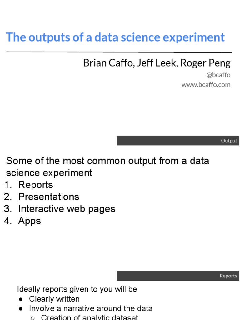 Outputs of A Data Science Experiment | PDF