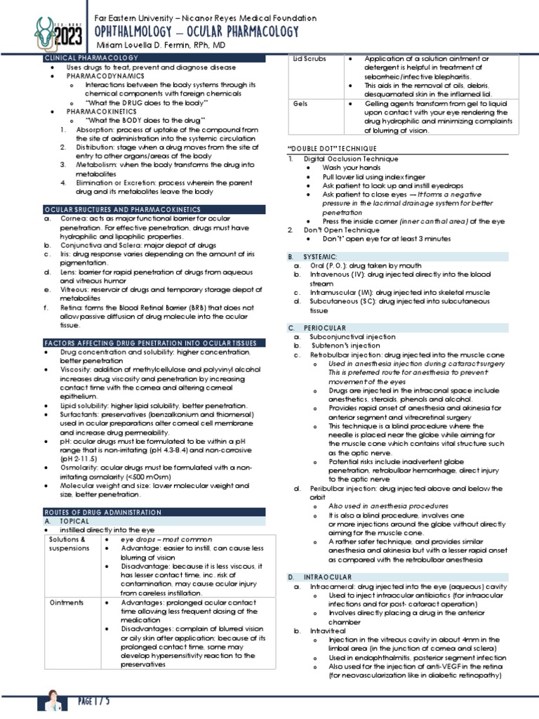 Ocular Pharmacology Dr Fermin 2023 Pdf Injection Medicine