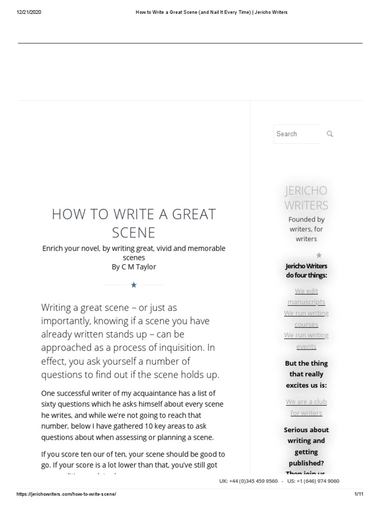 How To Write A Great Scene (And Nail It Every Time) - Jericho Writers ...