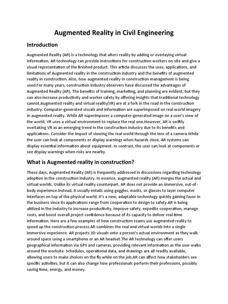 AR Report | PDF | Augmented Reality | Virtual Reality