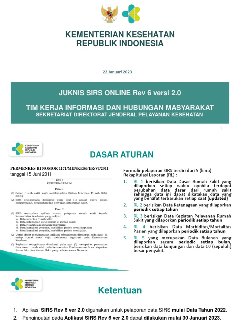 Juknis SIRS Online Rev6 Ver 2 | PDF | Kesehatan Holistik