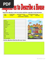 Adjectives To Describe A House Worksheet | PDF