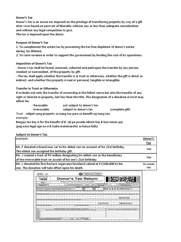 Chapter 2 - Donor's Tax (Notes) | PDF | Taxes | Trust Law