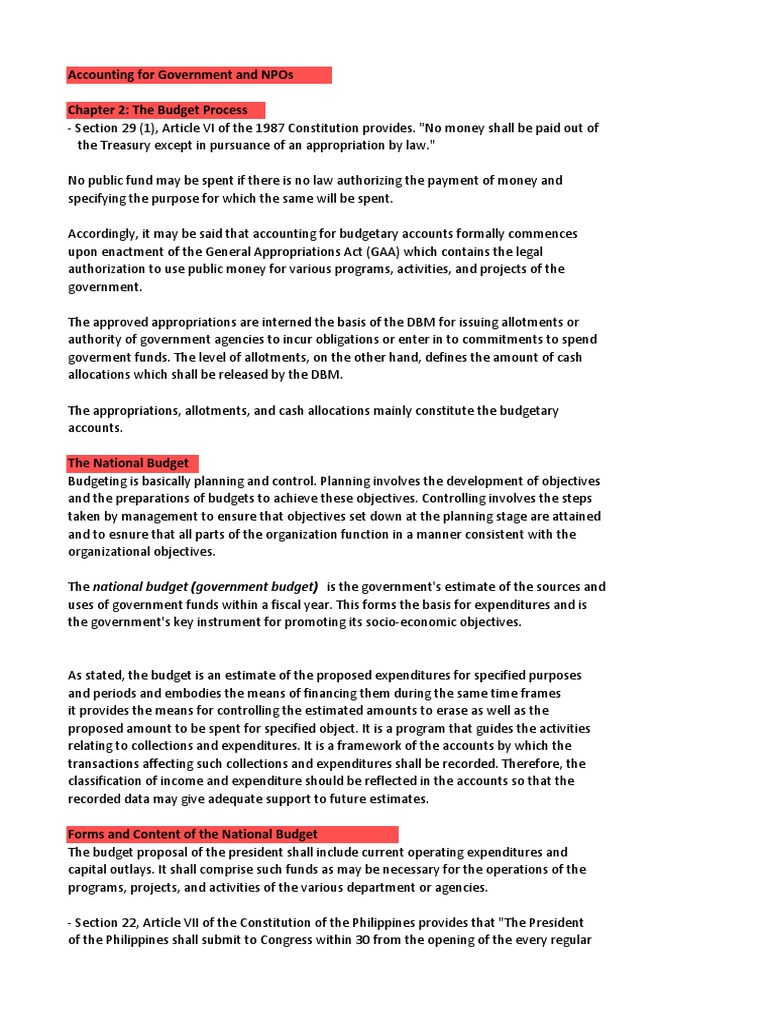 Chapter 2 - The Budget Cycle (Notes) | PDF | Budget | Appropriations ...