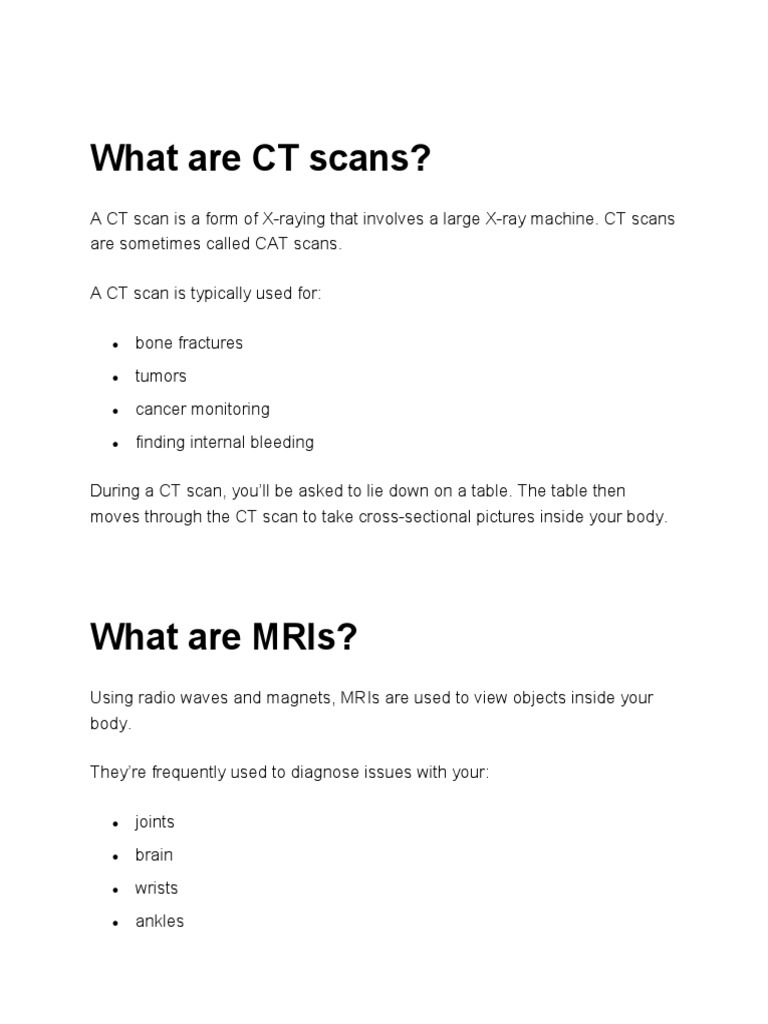 CT Scan vs MRI: Key Differences Explained | PDF