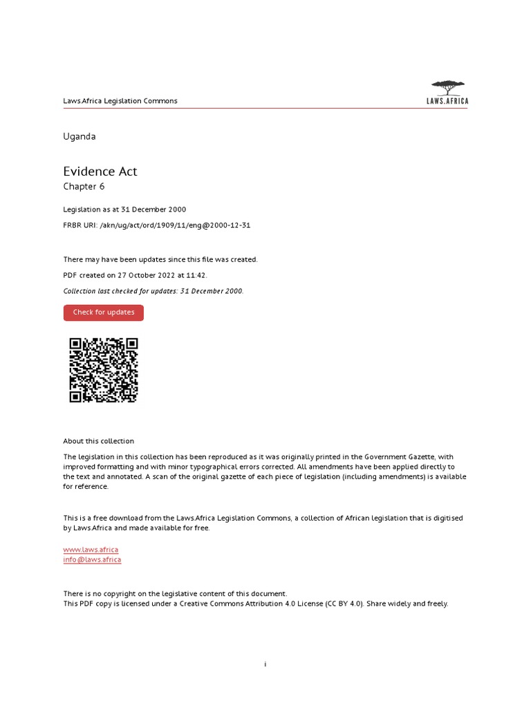 Evidence Act | PDF | Evidence (Law) | Witness