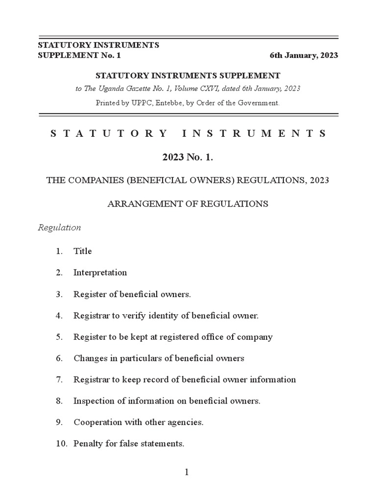 Companies (Beneficial Owner) Regulations, 2022 | PDF | Stocks | Government