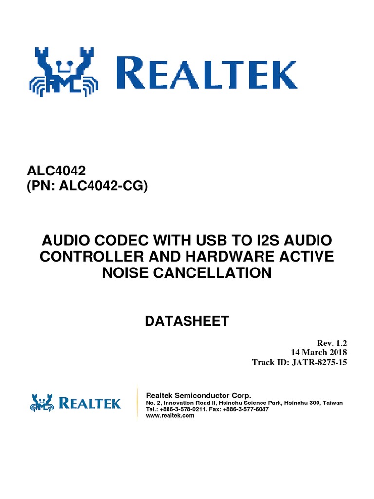 ALC4042 DataSheet 1.2 | PDF | Analog To Digital Converter | Microcontroller