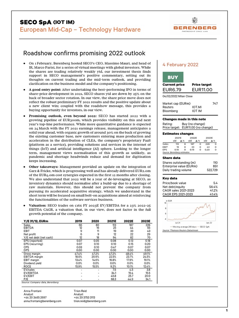 SECO 02-2022-04 Update | PDF | Gross Margin | Valuation (Finance)