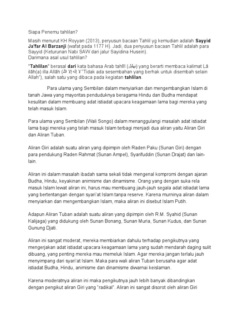 Siapa Penemu Tahlilan | PDF