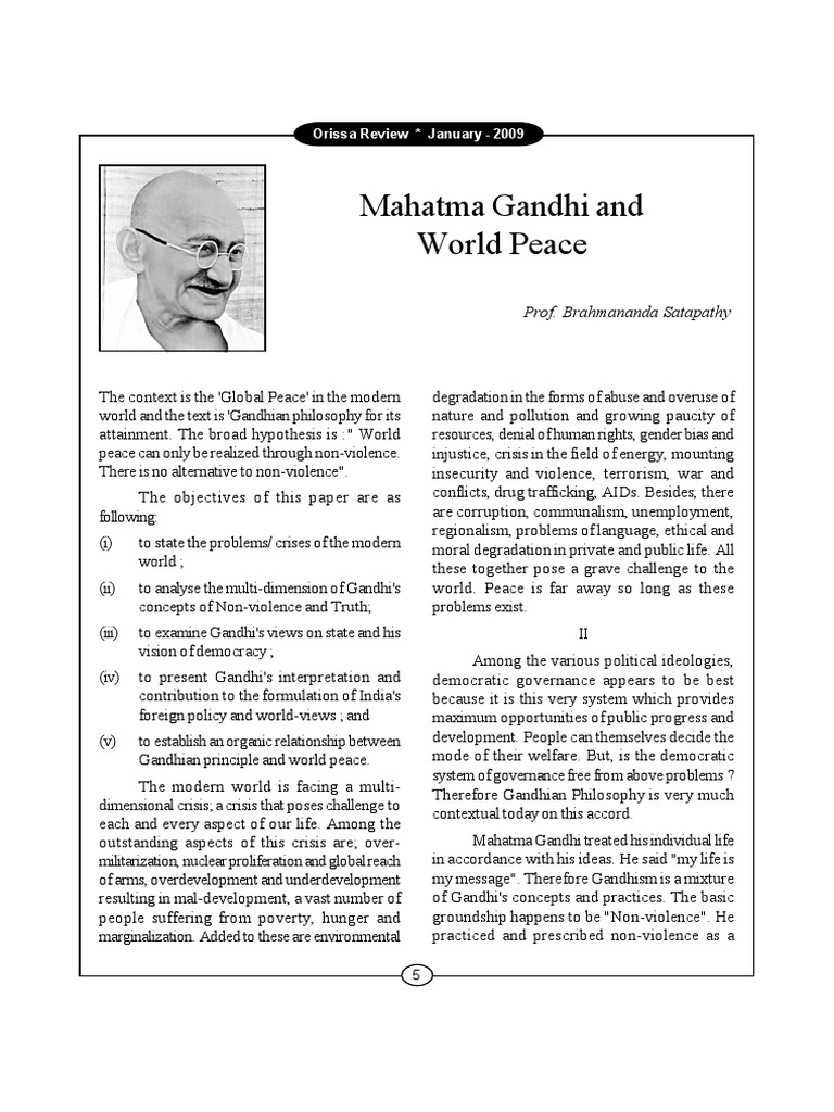 Gandhi and Peace | PDF | Mahatma Gandhi | Nonviolence