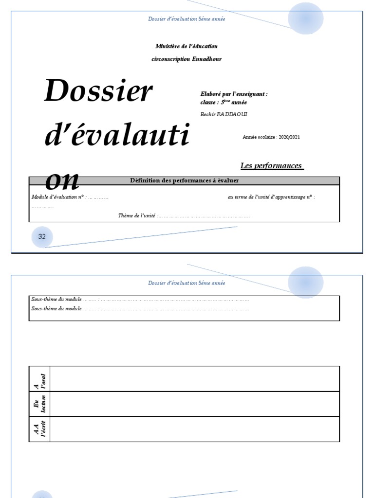 Dossier D'évaluation | PDF | Apprentissage | Méthode d'enseignement