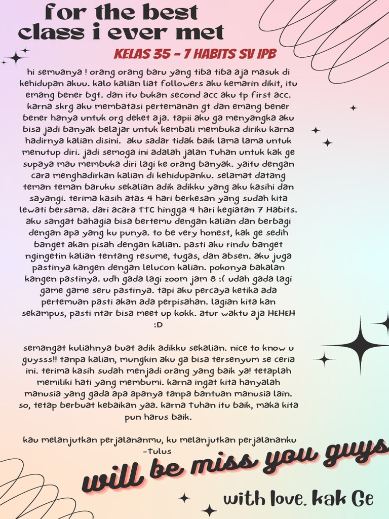 Dari Kak Ge Untuk Kelas 35. | PDF