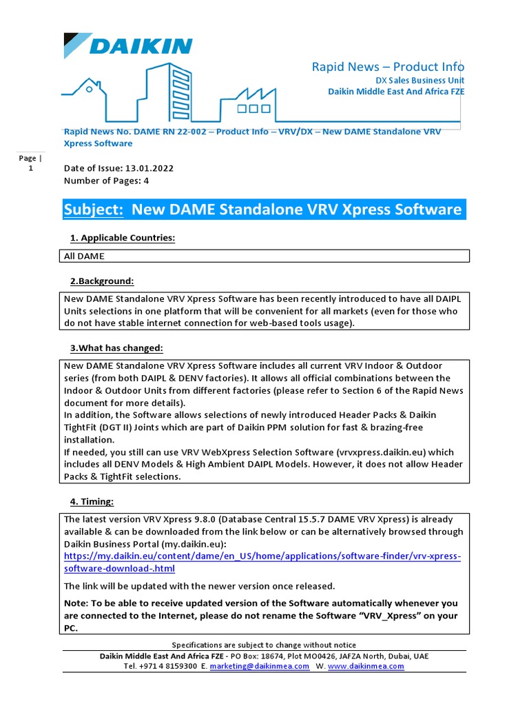 DAME RN 22-002 - New DAME Standalone VRV Xpress Software | PDF ...