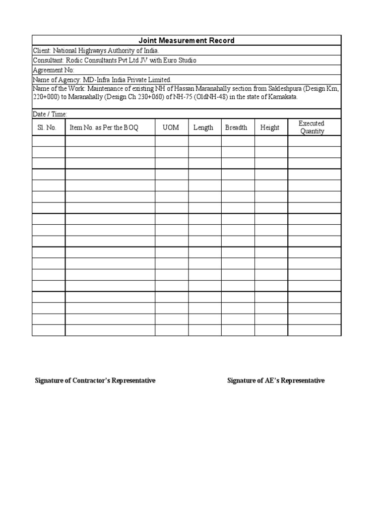 Joint Mesurment Format Final | PDF