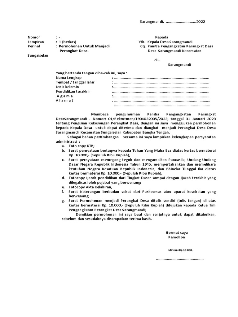 Contoh Surat Permohonan | PDF