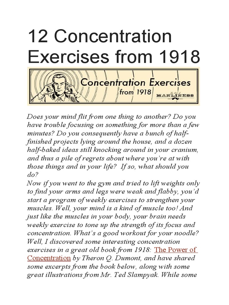 12 Concentration Exercises From 1918 | PDF | Odor | Thought
