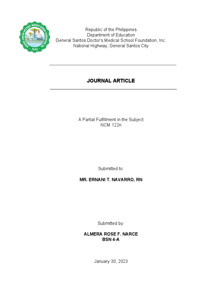 NCM122n-Journal Article-OR-Narce | PDF | Educational Technology | Nursing