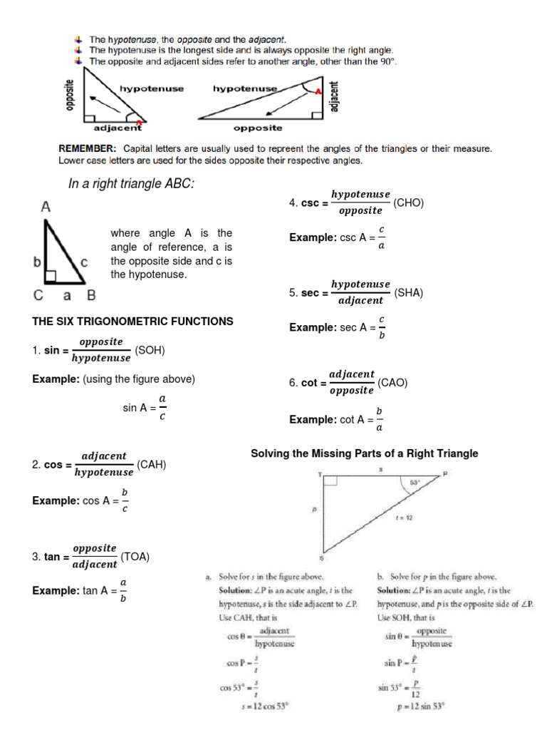 Trigonometry Reviewer | PDF