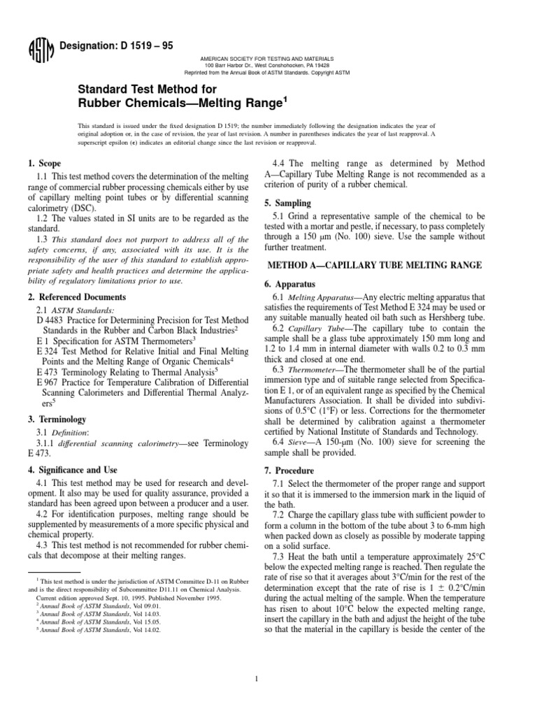 Astm D1519-95 | PDF | Differential Scanning Calorimetry | Thermometer
