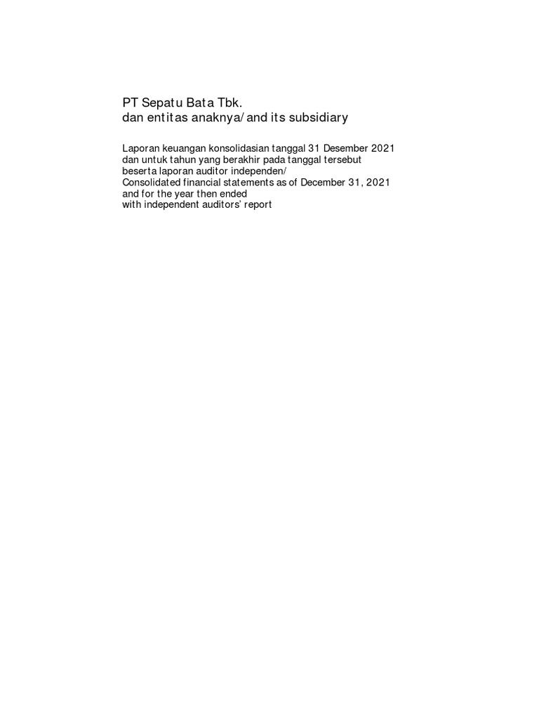 Sepatu Bata TBK Billingual 31 Des 2021 - Released | PDF | Bisnis | Pengelolaan Keuangan & Uang