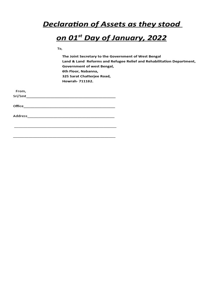 Blank Format of Asset Declaration | PDF | Financial Economics | Private ...