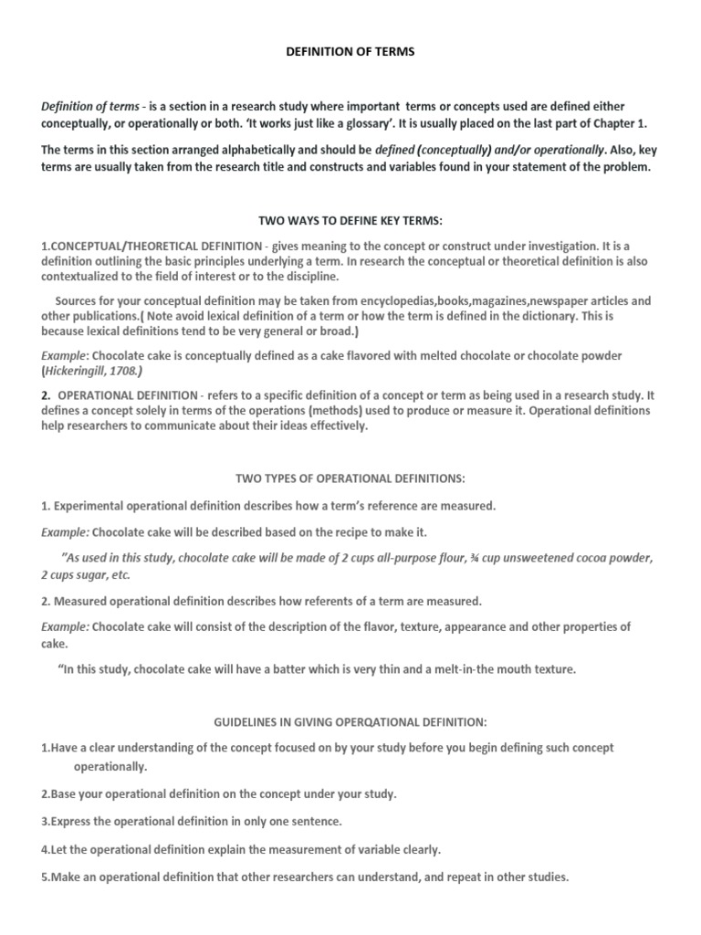 Definition of Terms Pointers | PDF | Cakes | Definition