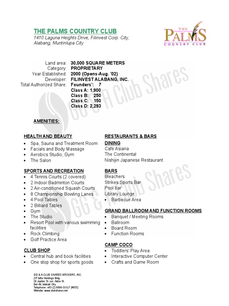 The Palms Country Club: 1410 Laguna Heights Drive, Filinvest Corp. City ...