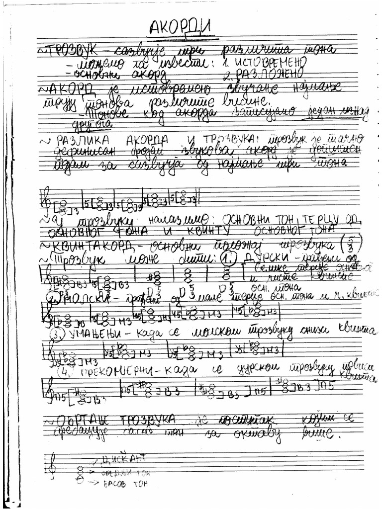 Teorija Muzike Skripta Akordi | PDF